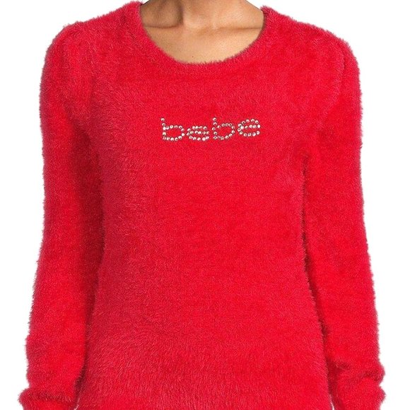 bebe | Sweaters | New Bebe Red Fuzzy Sweater | Poshmark